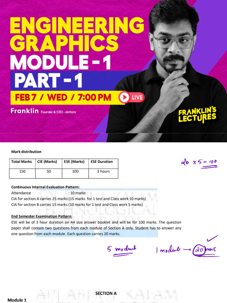 Engineering Graphics Module 1 Part 1 Franklin's Lectures 1 | PDF | Geometry