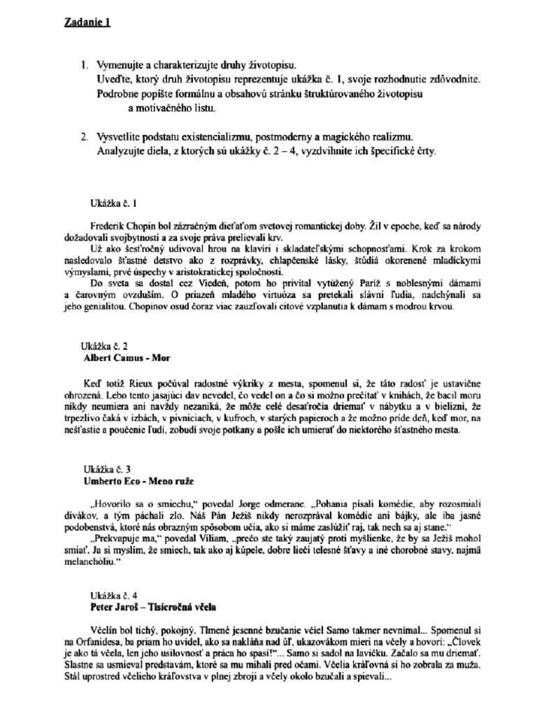 Zadania 1 15 SJL Ukážky | PDF