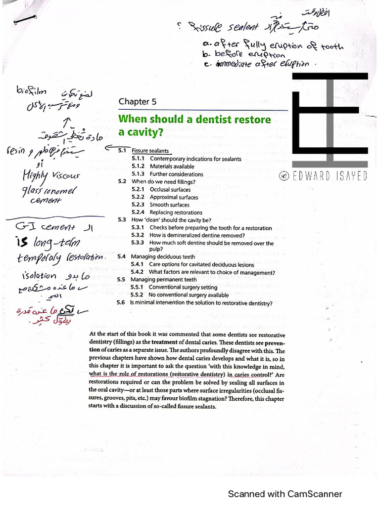 Cariology & P I Summary 3 - Chap. 5 | PDF