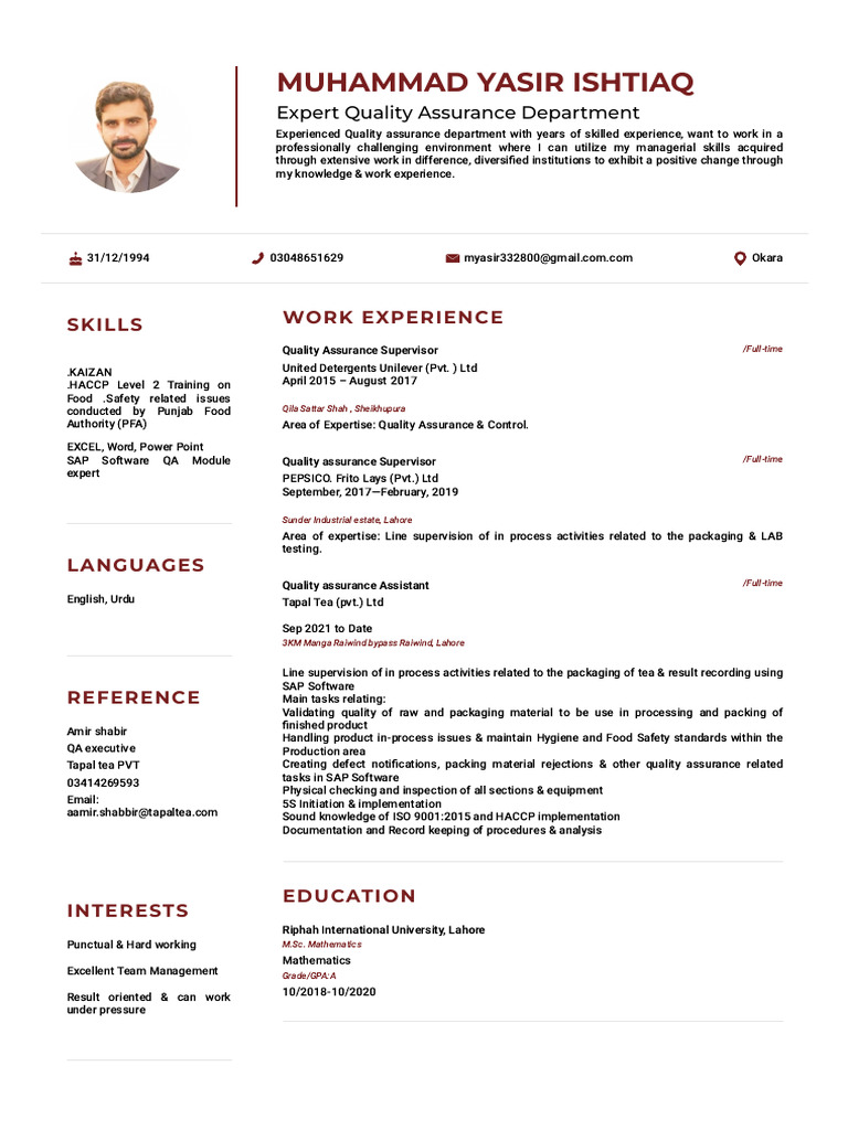 Yasir Ishtiaq Resume | PDF | Quality Assurance