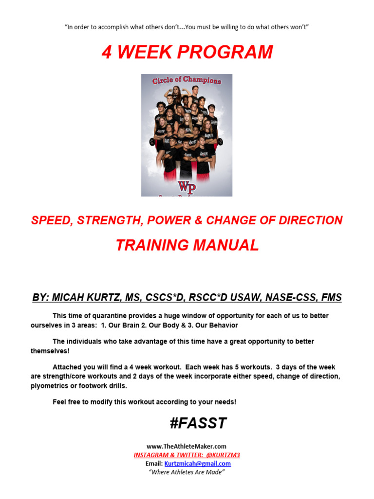 4 Week Bodyweight Strength, Speed, Plyo Program | PDF | Foot | Physical ...