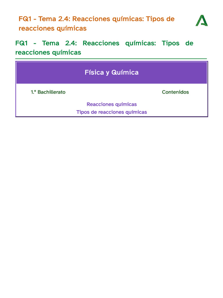 FQ1 2.4 Tipos de Reacc Quim | PDF | Redox | Concentración