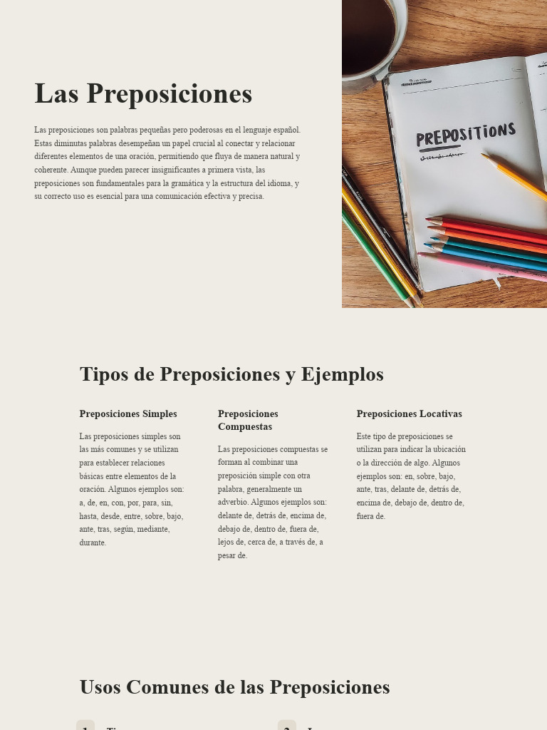 Las Preposiciones | PDF | Preposición y Postposición | Oración ...