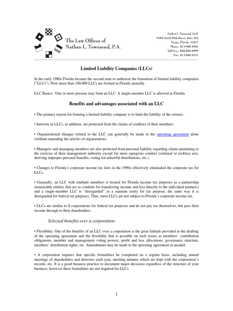 Limited Liability Companies | PDF | Limited Liability Company ...