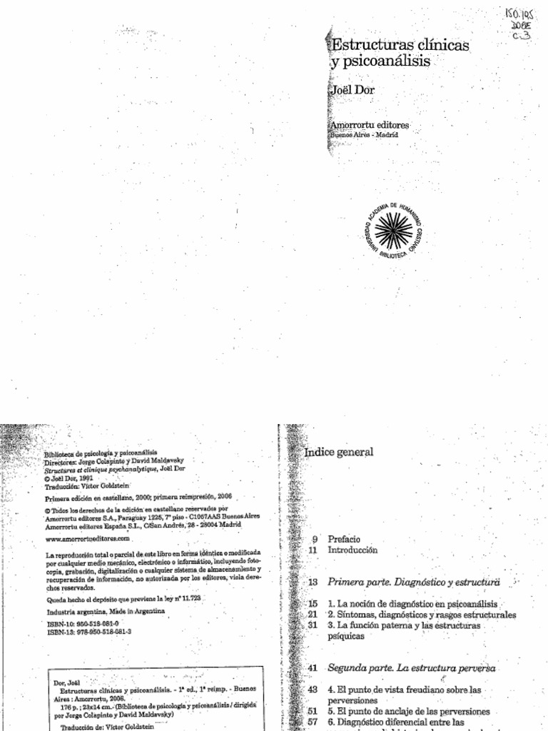 JOEL DOR Estructuras Clinicas y Psicoanalisis | PDF