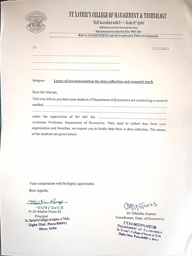Data Collection Request for Economics Research | PDF