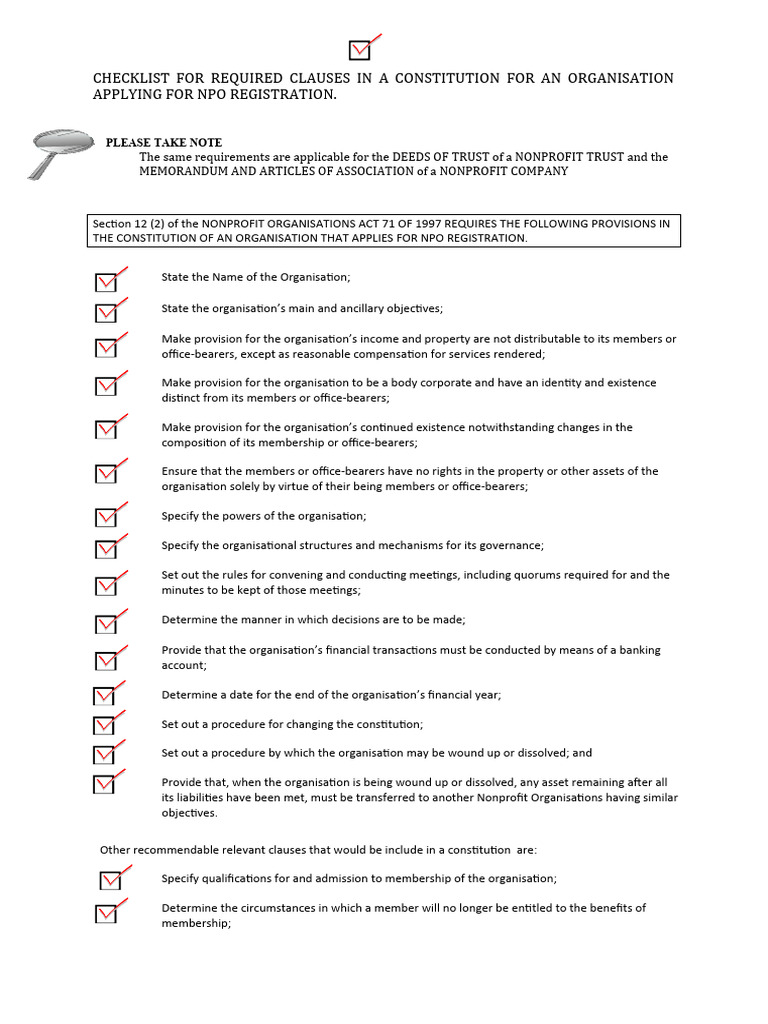 Wedsite Constitition Checklist | PDF | Nonprofit Organization | Liquidation