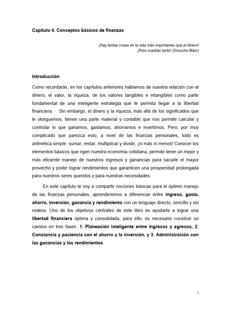 Capítulo 4. Conceptos Básicos de Finanzas, Cambios Integrados Por ... Capítulo 4. Conceptos Básicos de Finanzas, Cambios Integrados Por ...