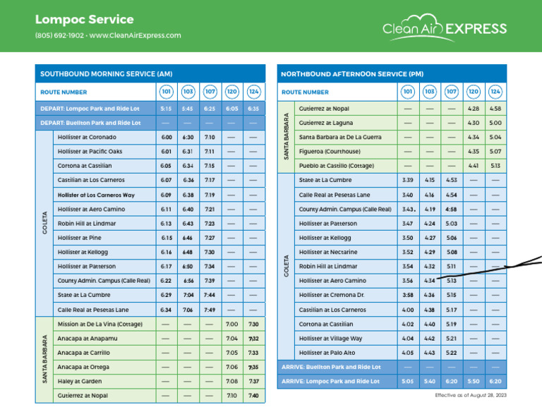 Lompoc to Santa Barbara Bus Schedule | PDF