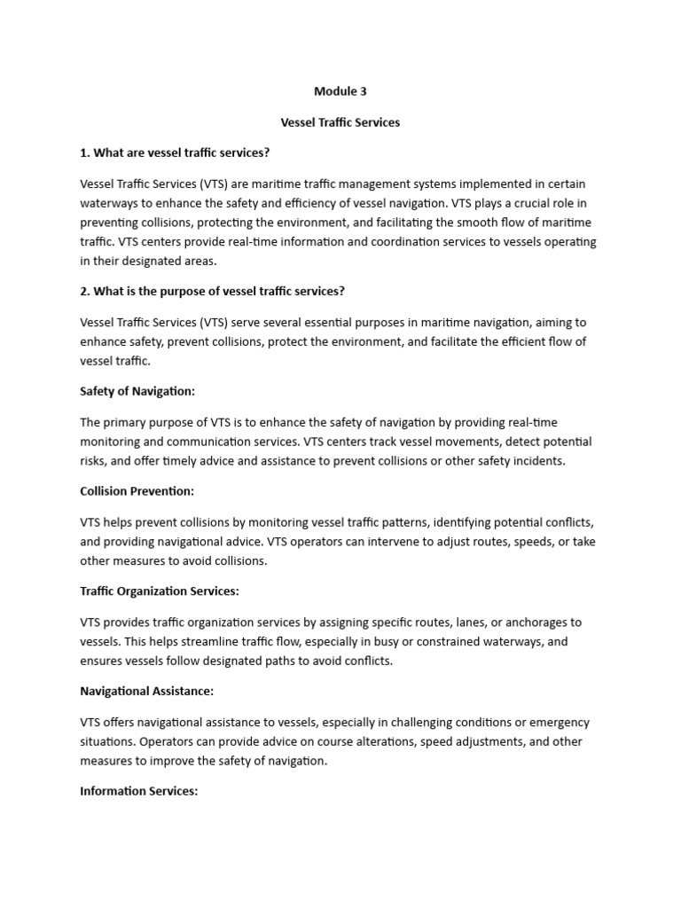 Module 3 Vessel Traffic Service | PDF | Traffic | Regulatory Compliance