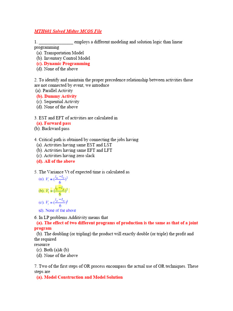 Mth601 Midtern Solved MCQ Mega File Done | Download Free PDF | Mathematical Optimization ...