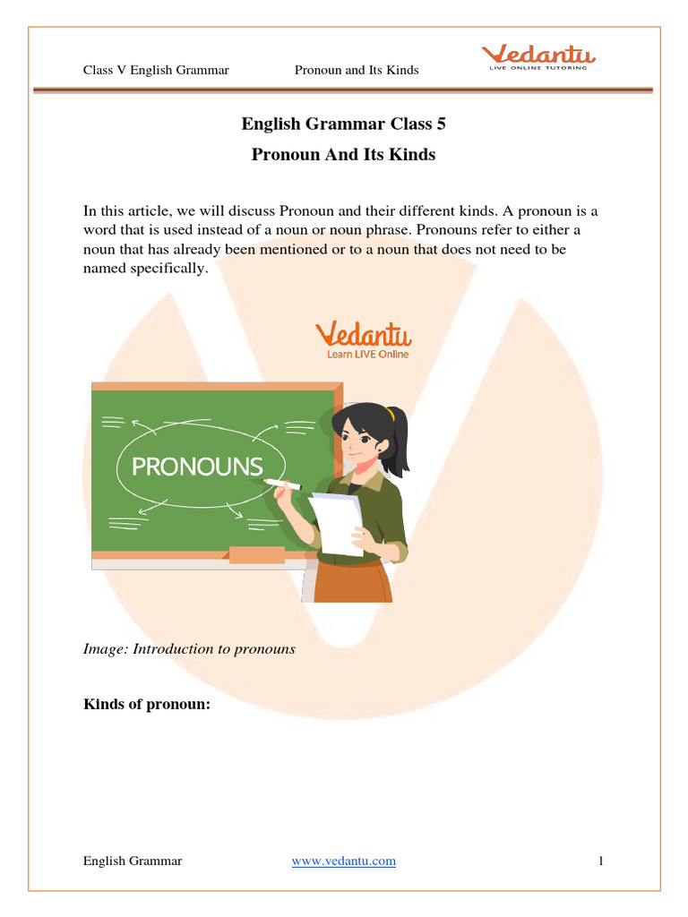 Class 5 English Grammar Ncert Solutions Pronoun and Its Kinds ...