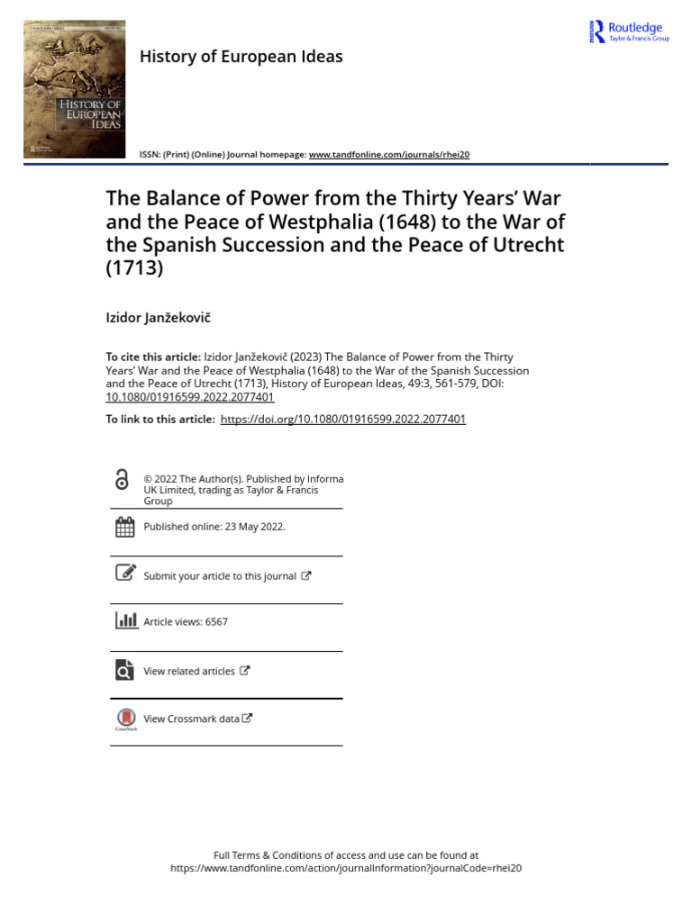 Balance of Power: 1648 to 1713 | PDF | Holy Roman Empire | Force