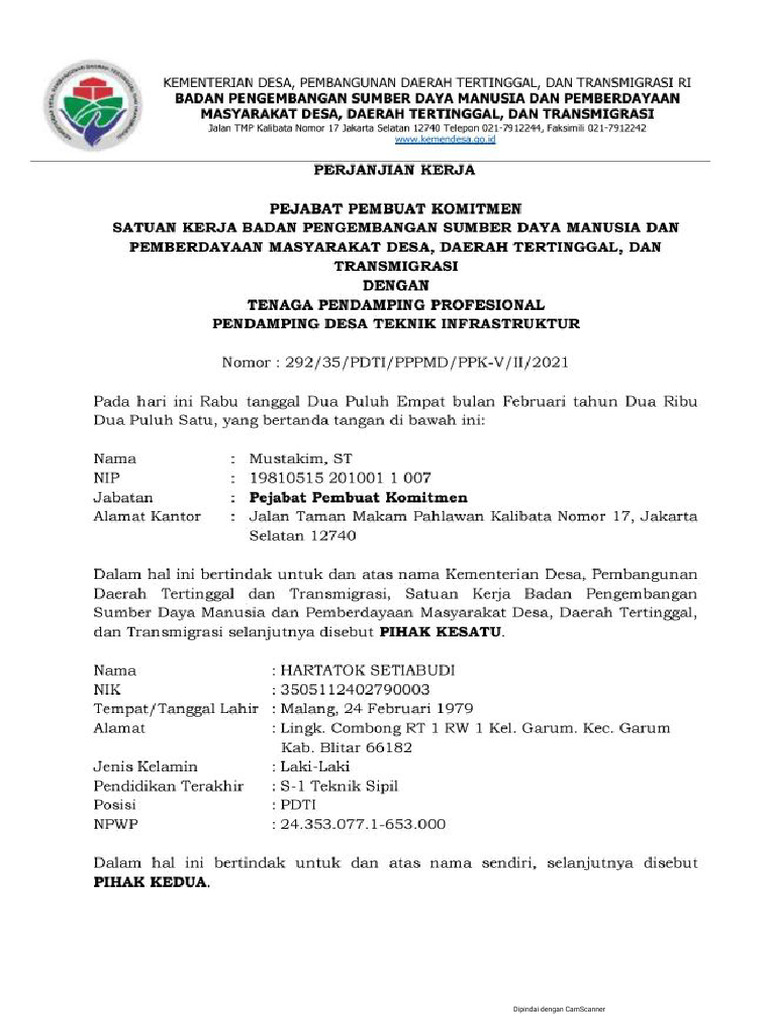 SPK Hartatok Pdti Kalipare Malang | PDF