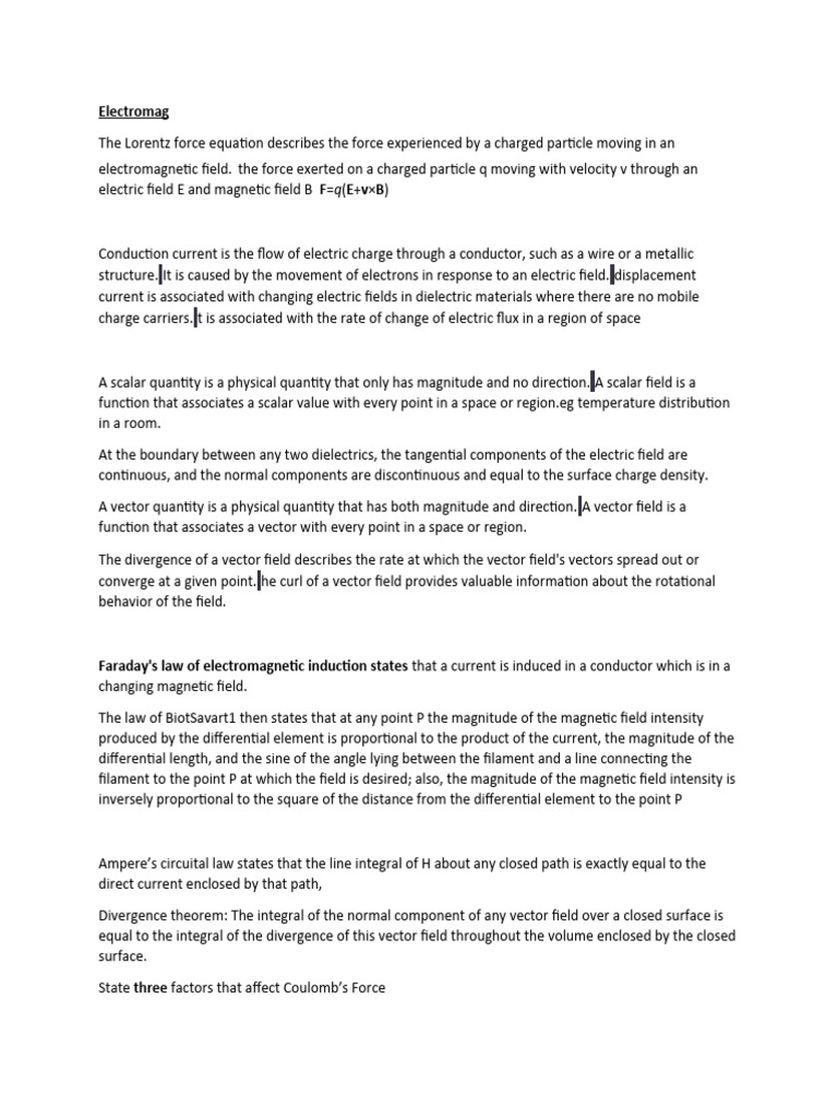 Electromag Ans | PDF | Magnetic Field | Electric Field