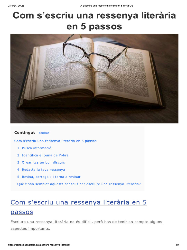 Com S'escriu Una Ressenya Literària | PDF