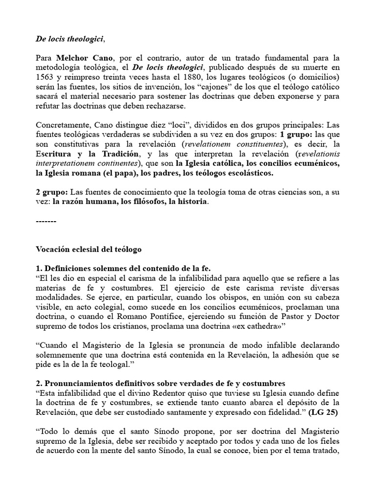 Metodología Teológica de Melchor Cano | PDF | Iglesia Católica | Fe