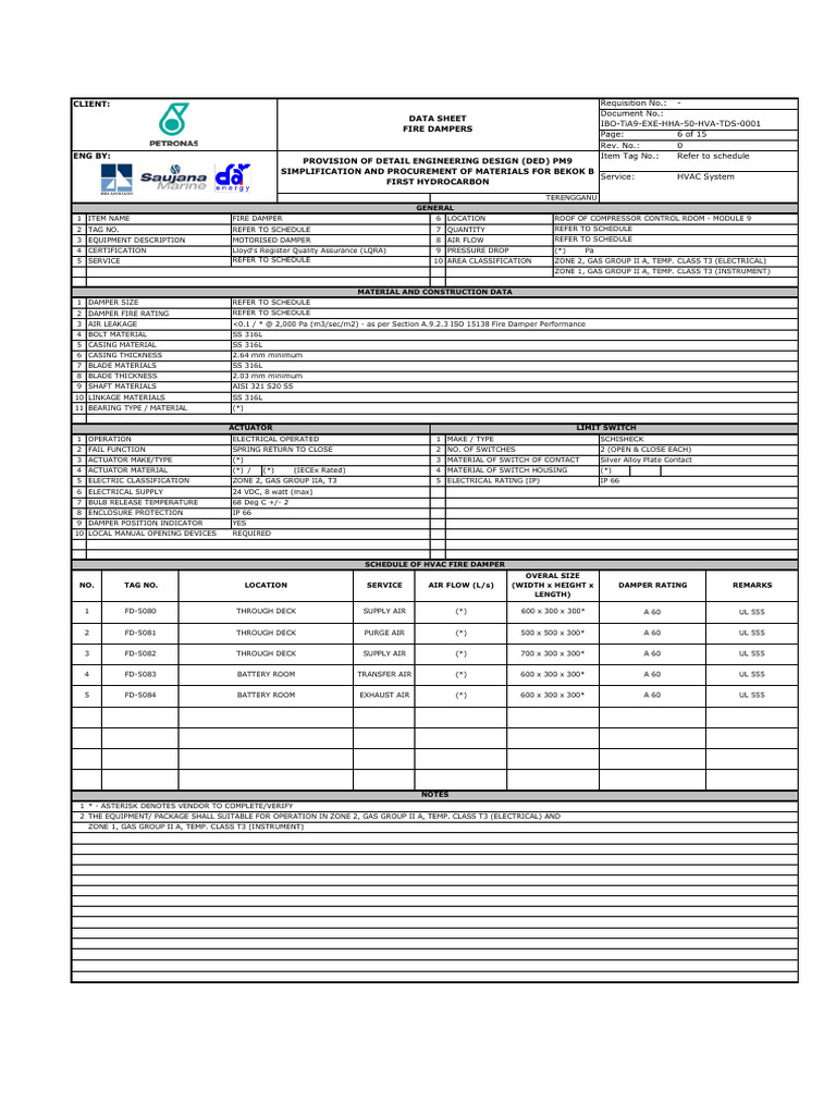 Client: Data Sheet Fire Dampers: General | PDF | Chemical Engineering ...