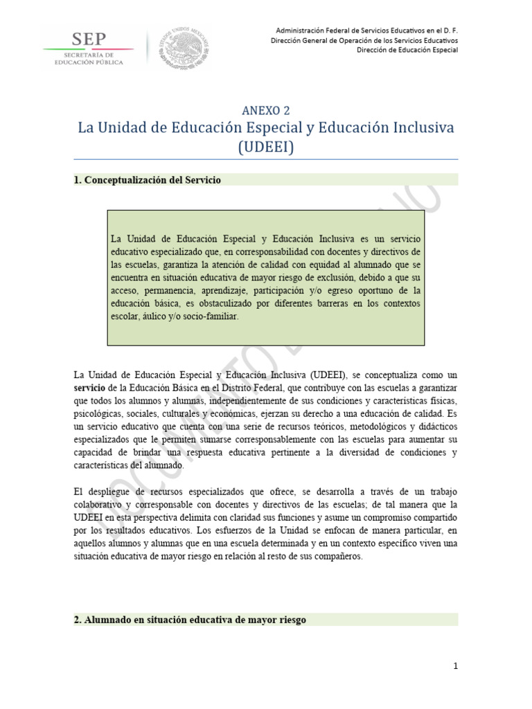 Significado y función de UDEEI | PDF | Educación especial | Escuelas