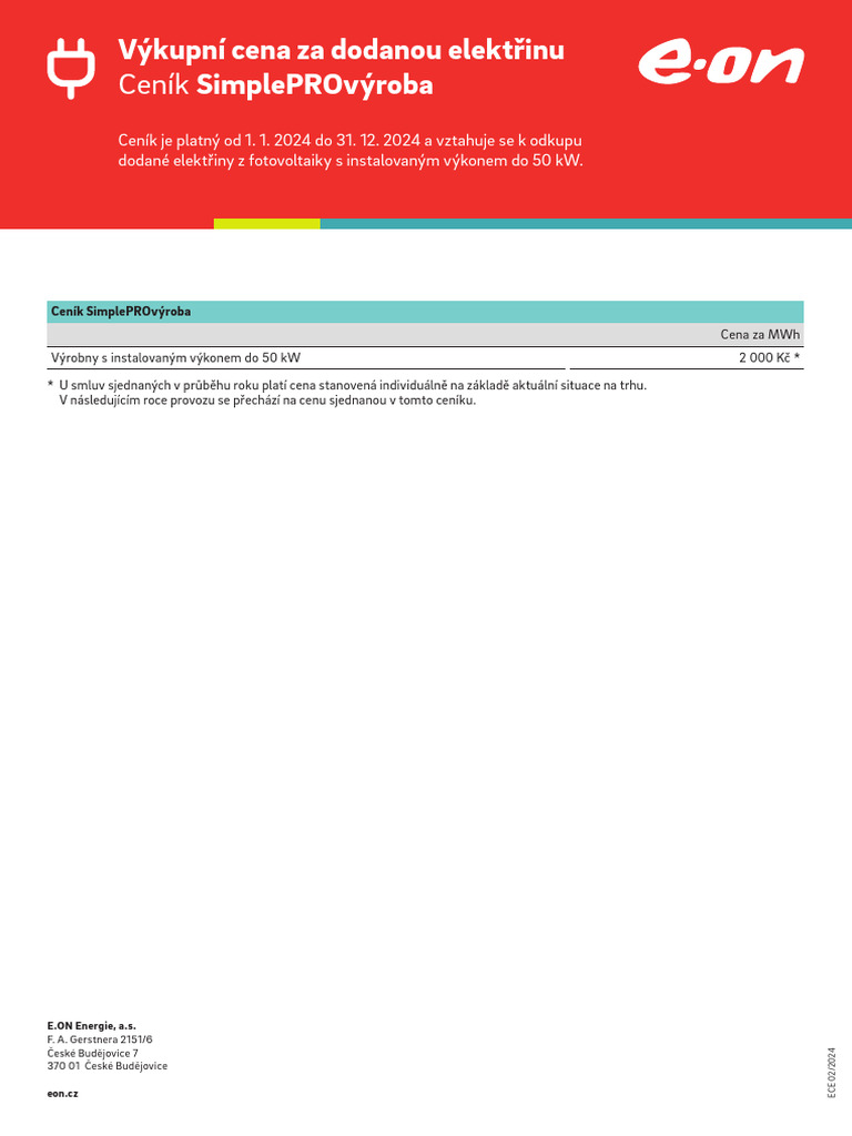 Eon Cenik Simpleprovyroba 2024 | PDF