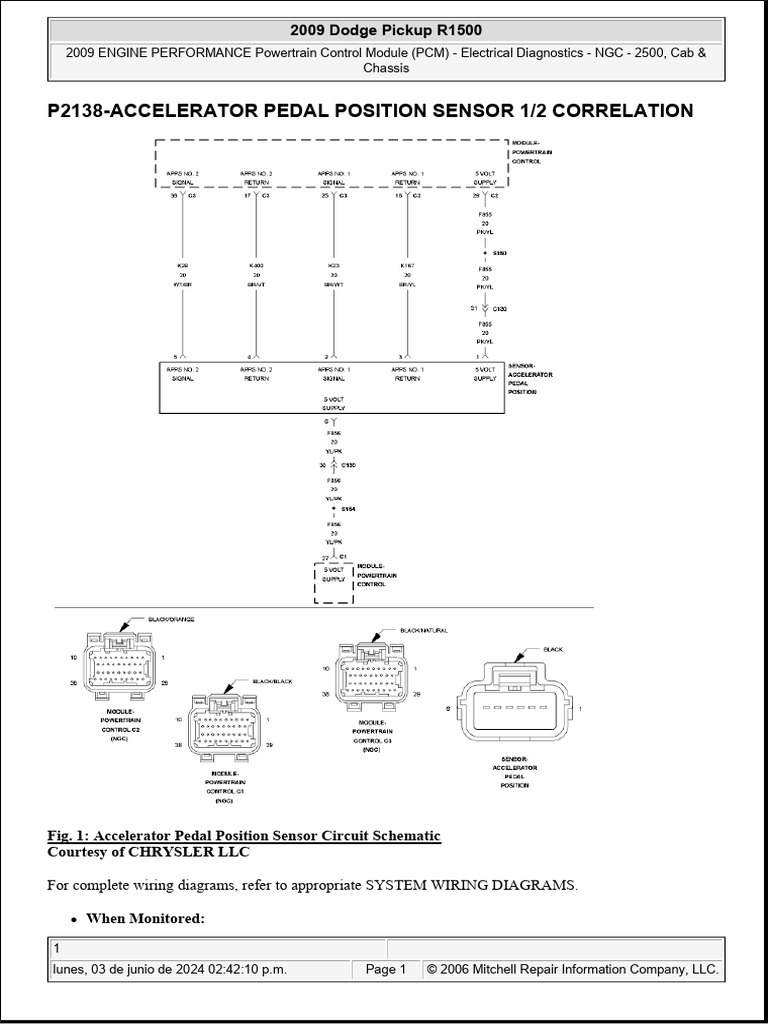 P2138-Accelerator Pedal Position Sensor 1/2 Correlation: 2009 Dodge ...