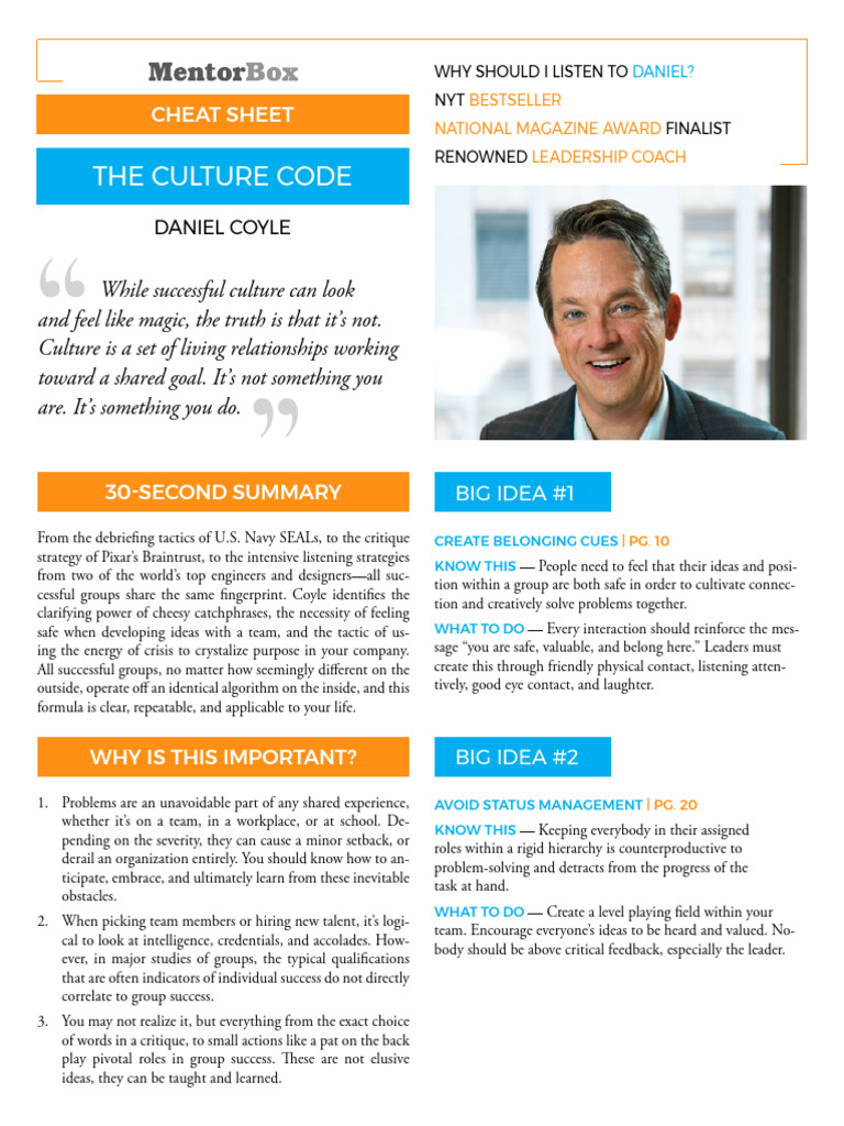 The Culture Code by Daniel Coyle | PDF | Vulnerability | Leadership