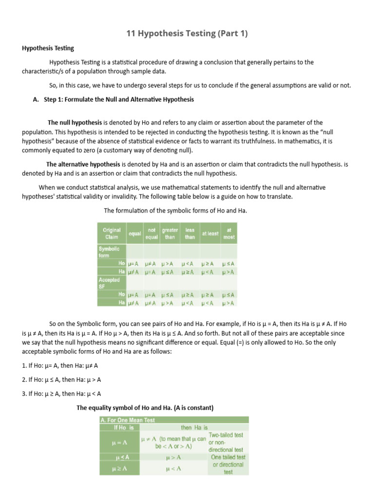 Understanding Hypothesis Testing Steps | PDF | Statistics | Null Hypothesis