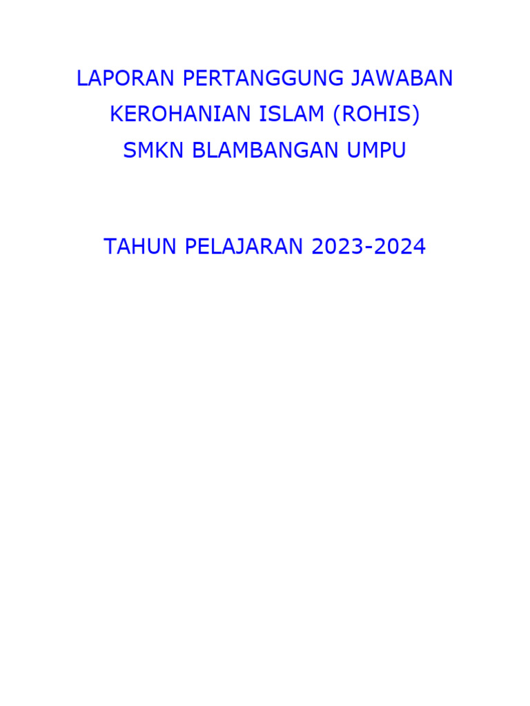 Laporan Pertanggungjawaban Rohis SMKN 2024 | PDF | Karier & Perkembangan