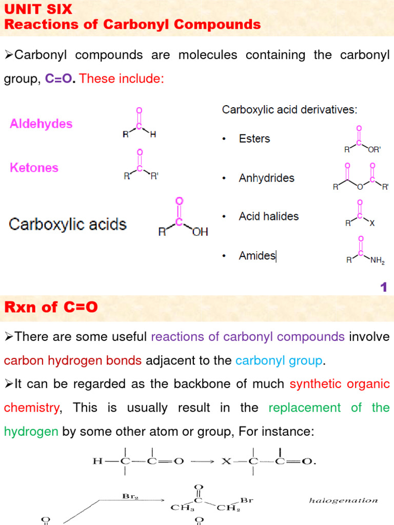Carbonyl Compound Reactions Guide | PDF | Amide | Aldehyde