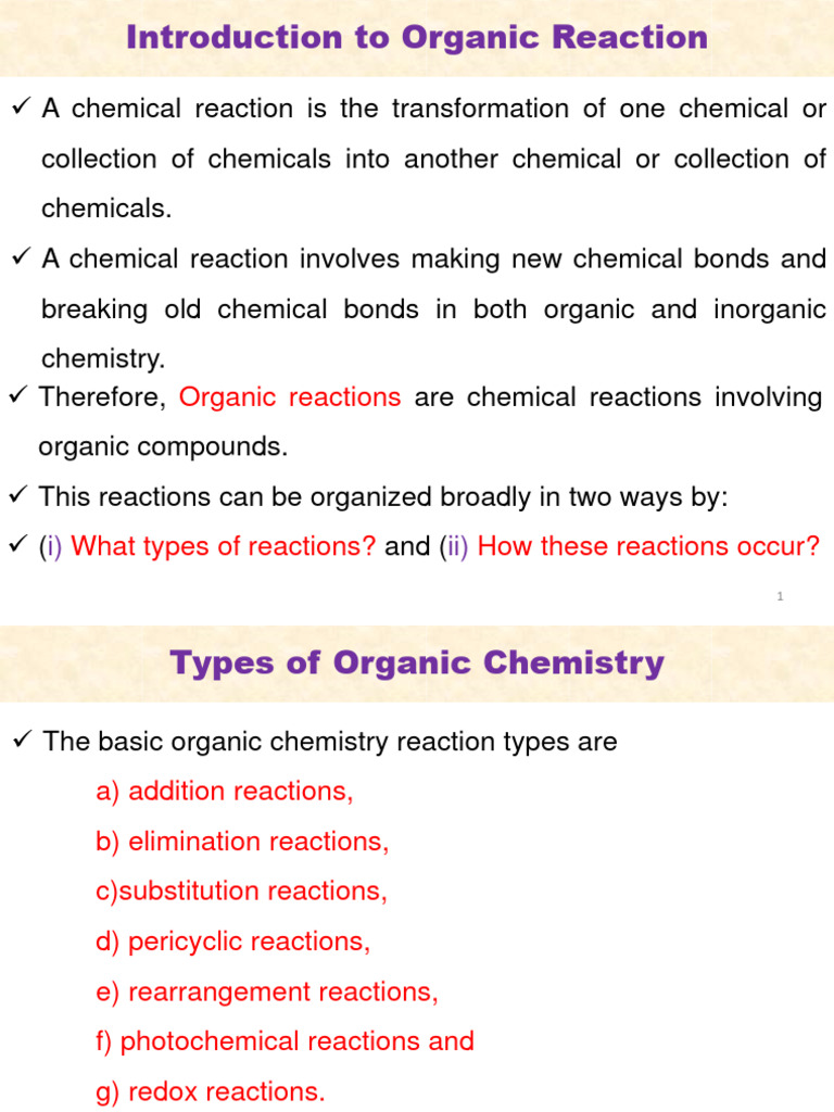Introduction To Organic Reaction For Pharmacy Students | PDF | Chemical ...