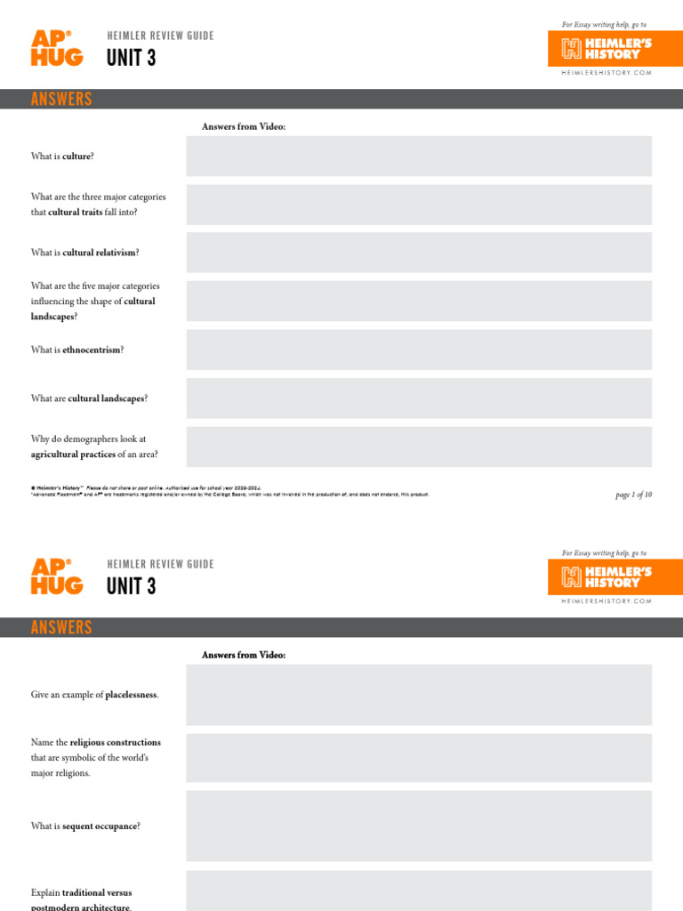 AP HUG HRG Unit 3 Noteguide | PDF | Advanced Placement