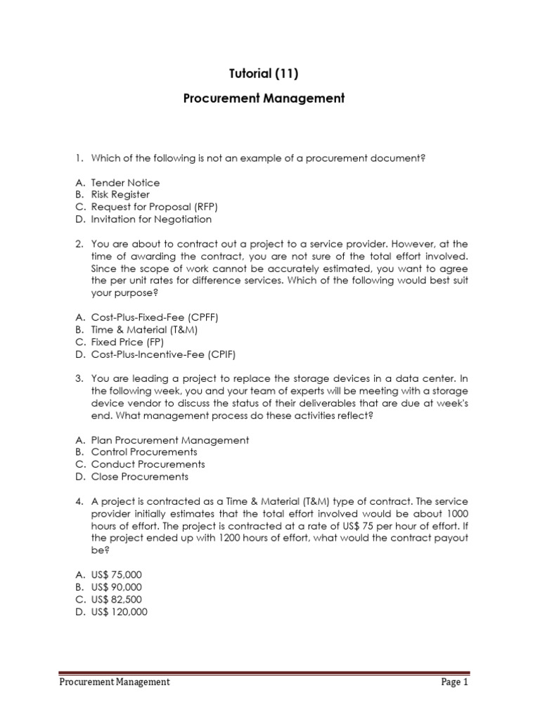 Procurement Management Tutorial Guide | PDF | Request For Proposal | Procurement