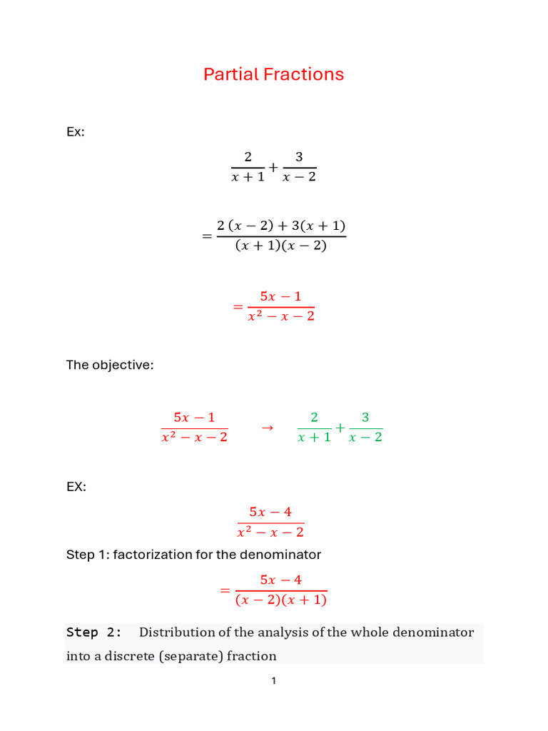 Partial Fractions: Distribution of The Analysis of The Whole ...
