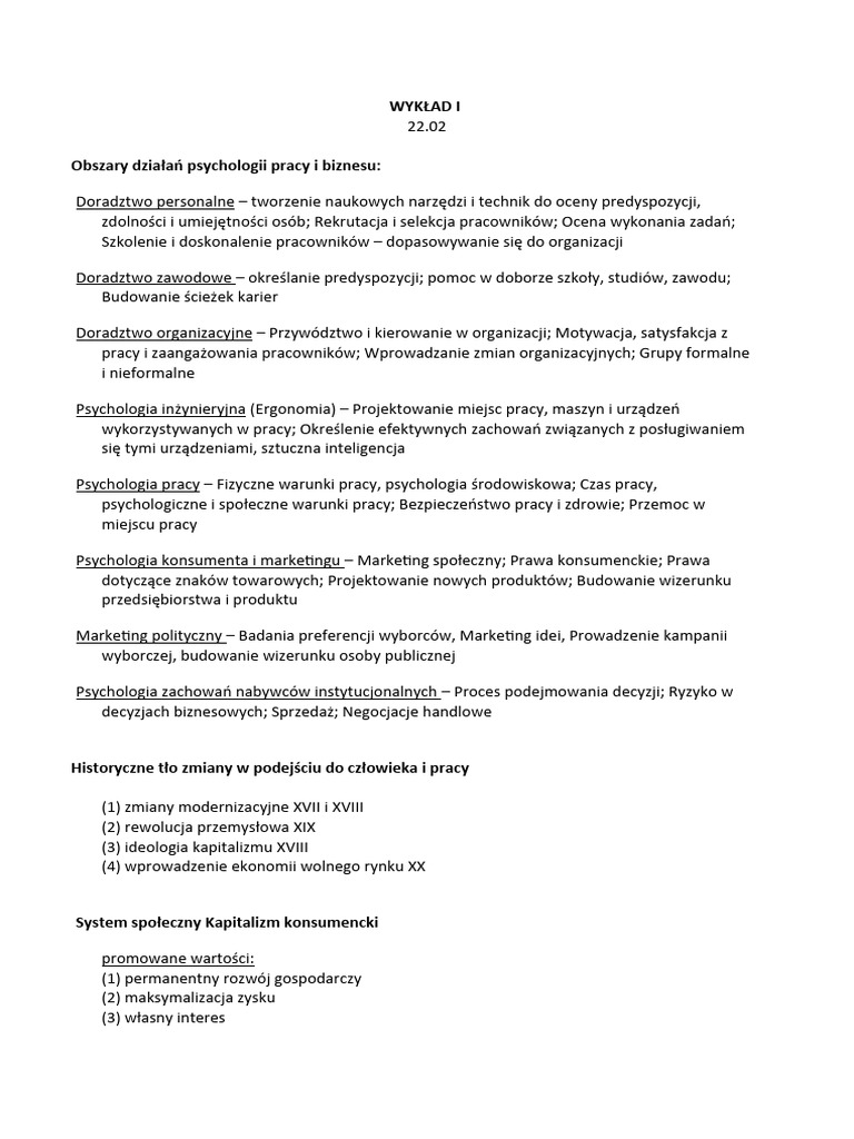 Psychologia Pracy I Biznesu 1 | PDF