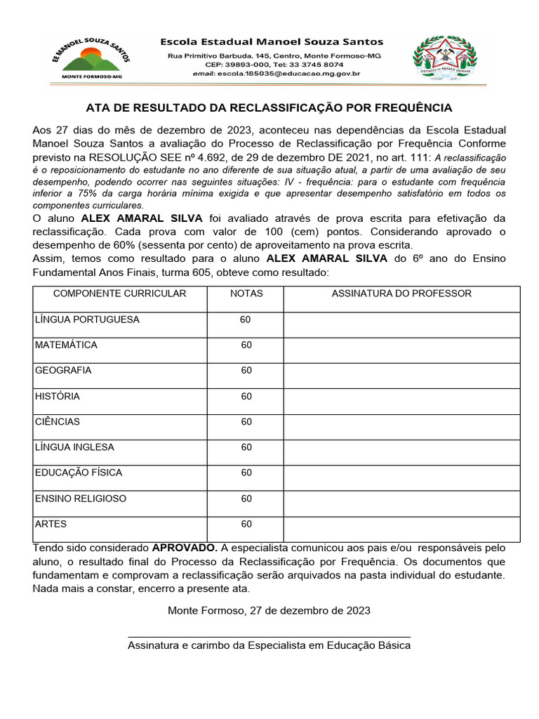 Ata de Reclassificacao | PDF | Física | Portugal