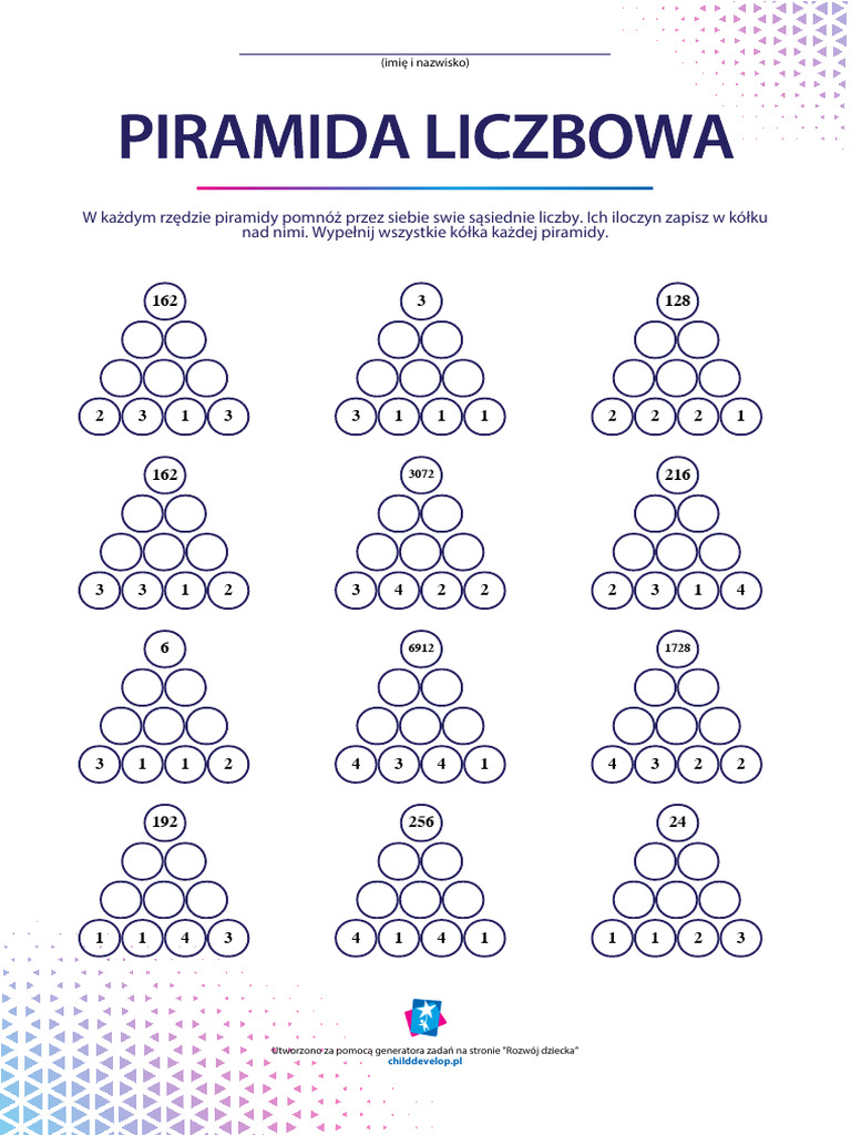 Piramida Liczbowa Mnożenie | PDF