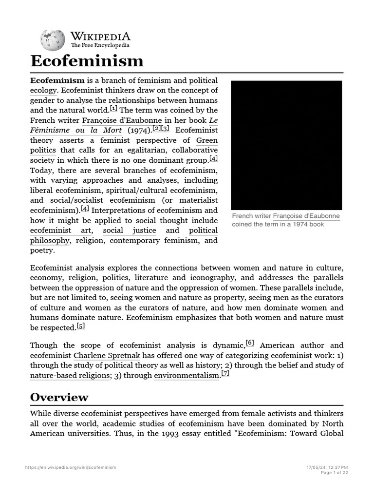 Ecofeminism Pdf Ecofeminism