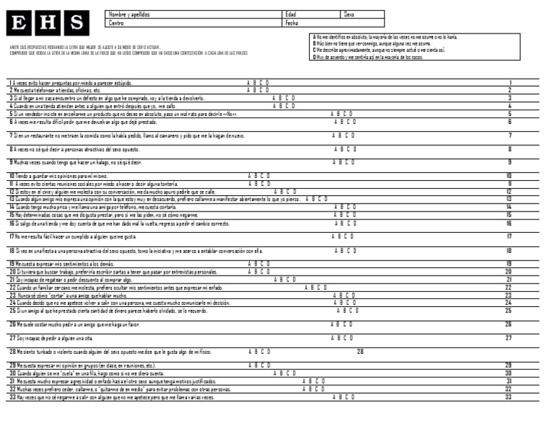 HHSS CUESTIONARIO Gismero | PDF