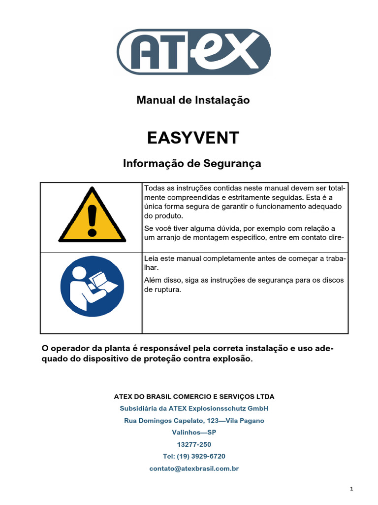 Manual Instalacao Easyvent 2022 R00 | PDF | Pressão