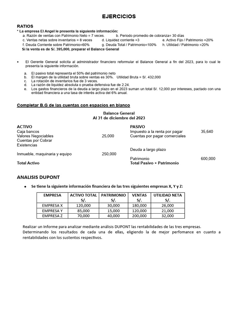 Ejercicios Jueves | PDF | Hoja de balance | Deuda