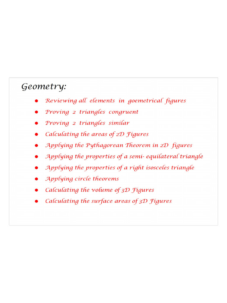 G9 Standard - Math MYP 4 - Geometry - 4 Weeks | PDF