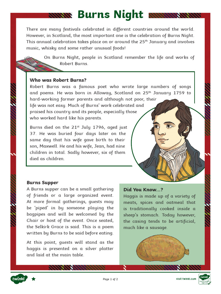 Burns_Night_Reading_Comprehension | PDF