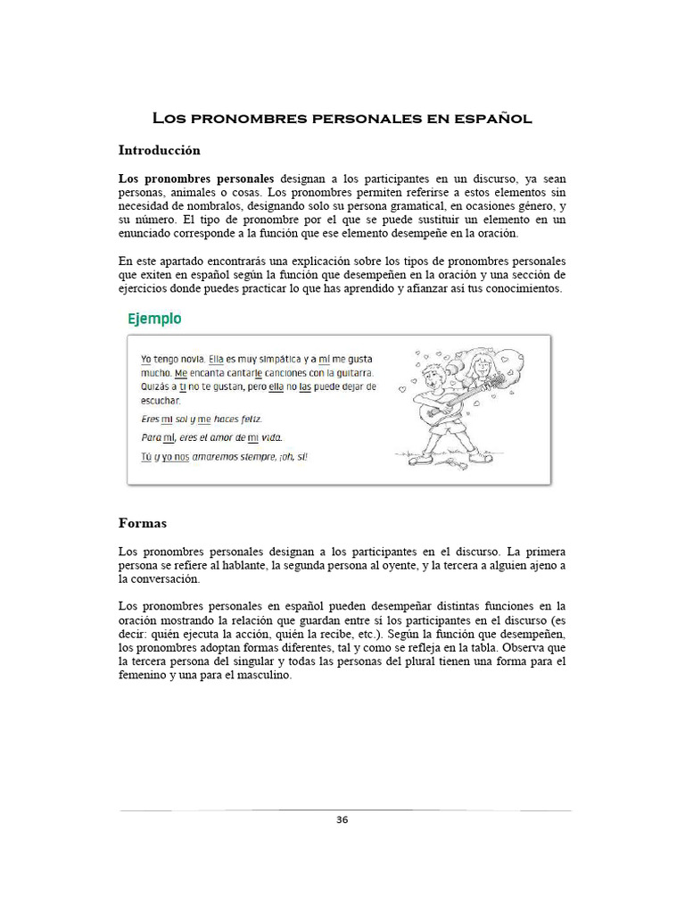 Pronombres personales en español | PDF