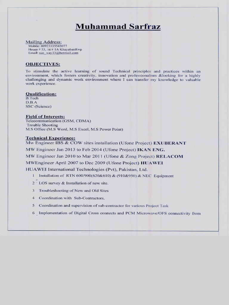 4 Sarfraz CV and Documents Copy Scan | PDF