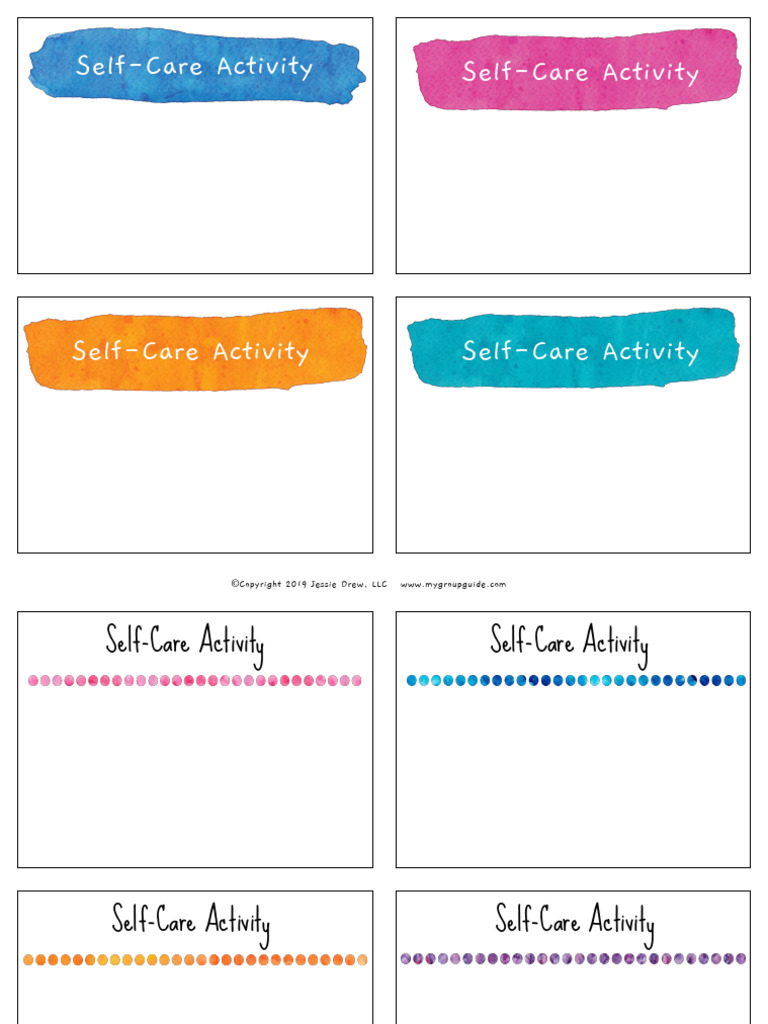 Self Care Activity Cards | PDF | Health Promotion | Psychology