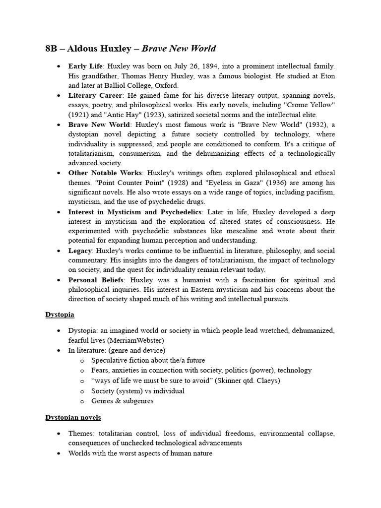Aldous Huxley - Brave New World | PDF | Dystopia