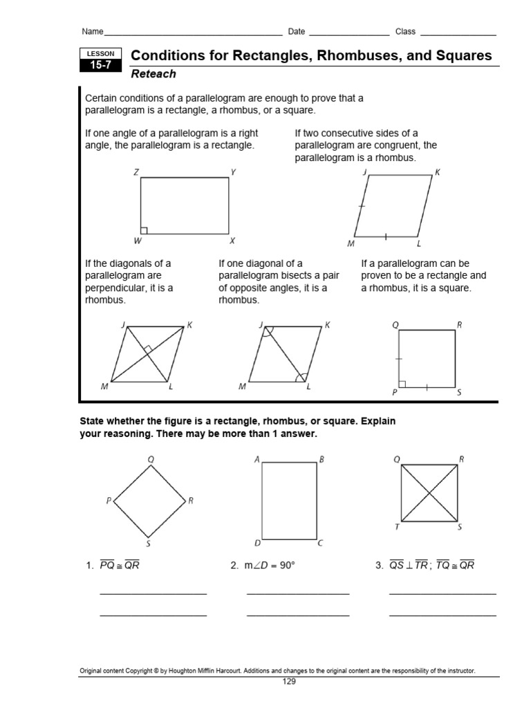 15.7 Worksheets | PDF | Rectangle | Euclidean Geometry