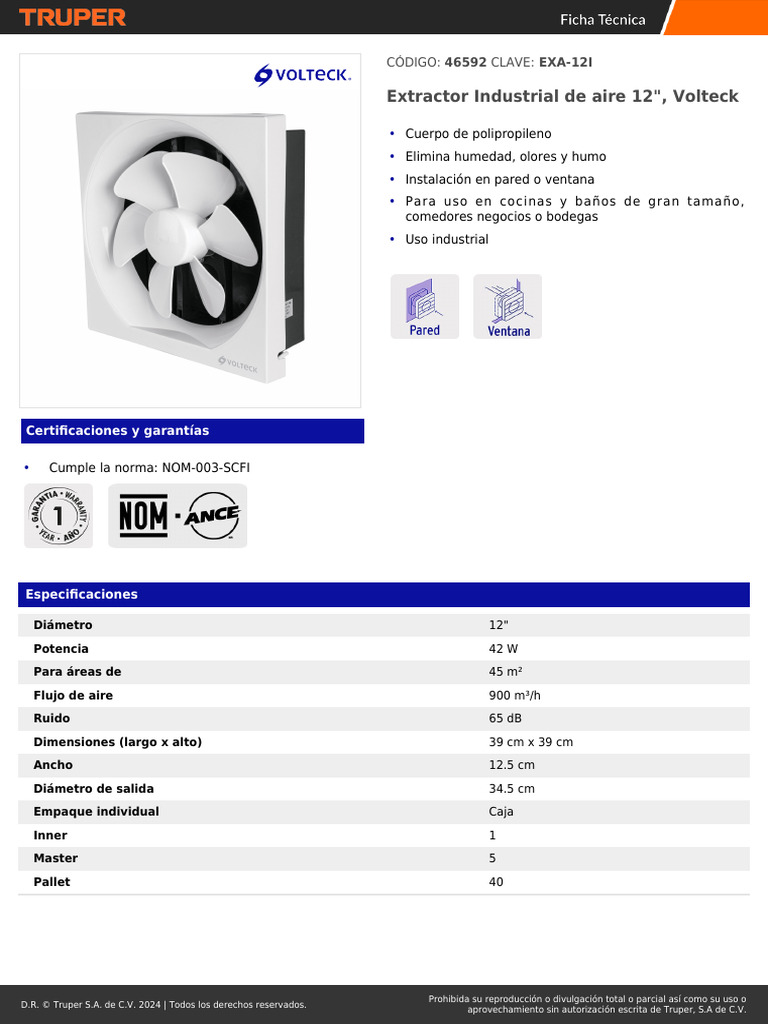 Ficha tecnica de extractor | PDF Ficha tecnica de extractor | PDF
