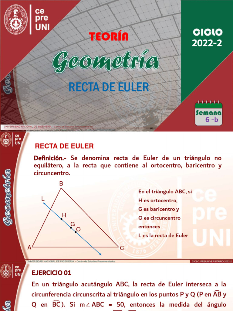 Geometría: Recta y Circunferencia de Euler | PDF | Triángulo | Geometría Elemental
