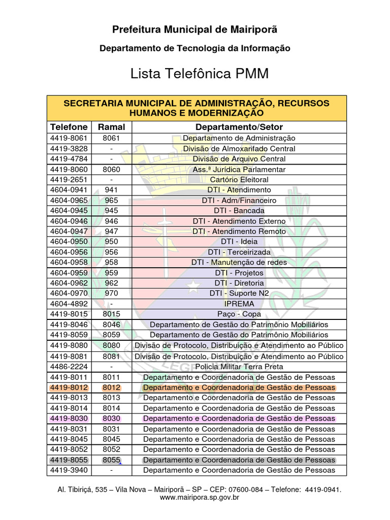 Lista de Telefones PMM | PDF